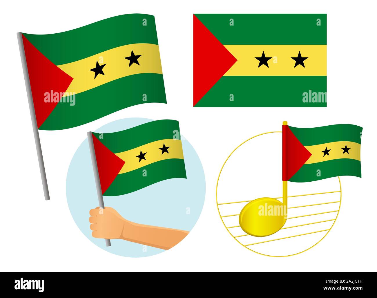 Sao Tome and Principe flag icon set. National flag of Sao Tome and ...