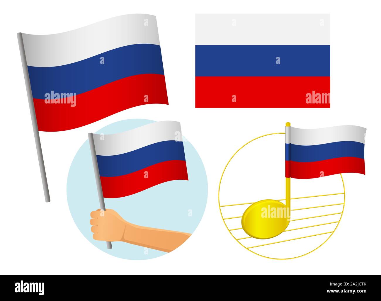 Russia flag icon set. National flag of Russia illustration Stock Photo ...