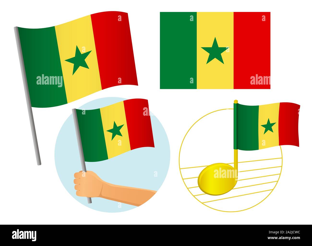 Senegal flag icon set. National flag of Senegal illustration Stock ...