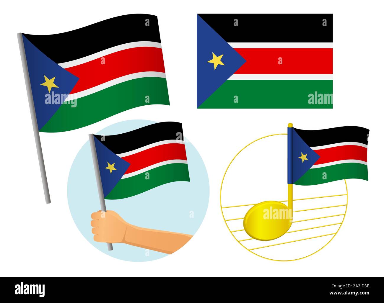 South Sudan flag icon set. National flag of South Sudan illustration ...