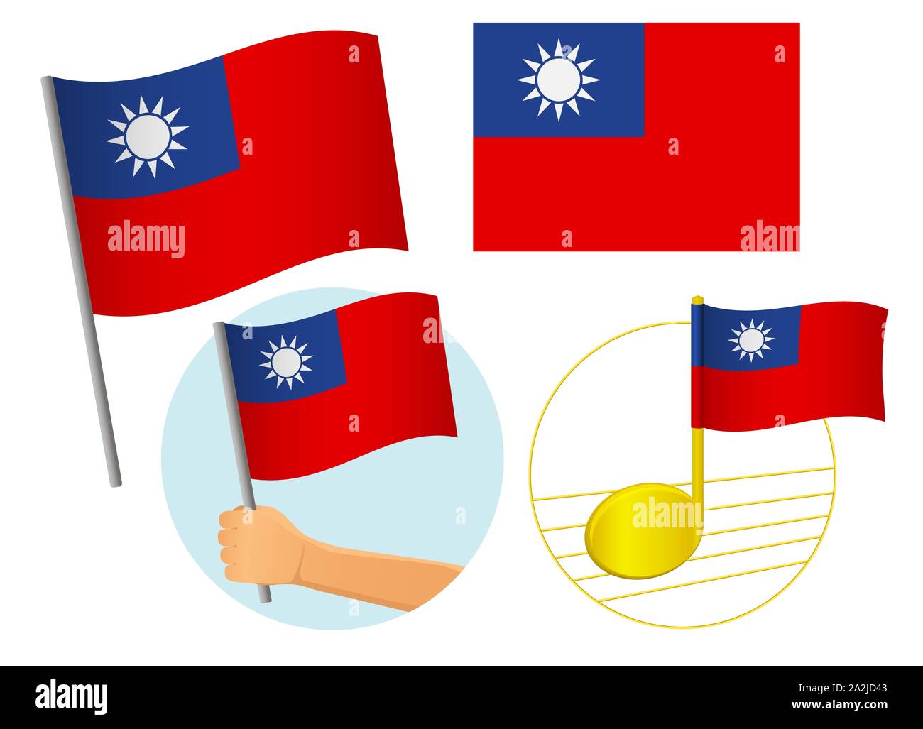 Taiwan flag icon set. National flag of Taiwan illustration Stock Photo ...