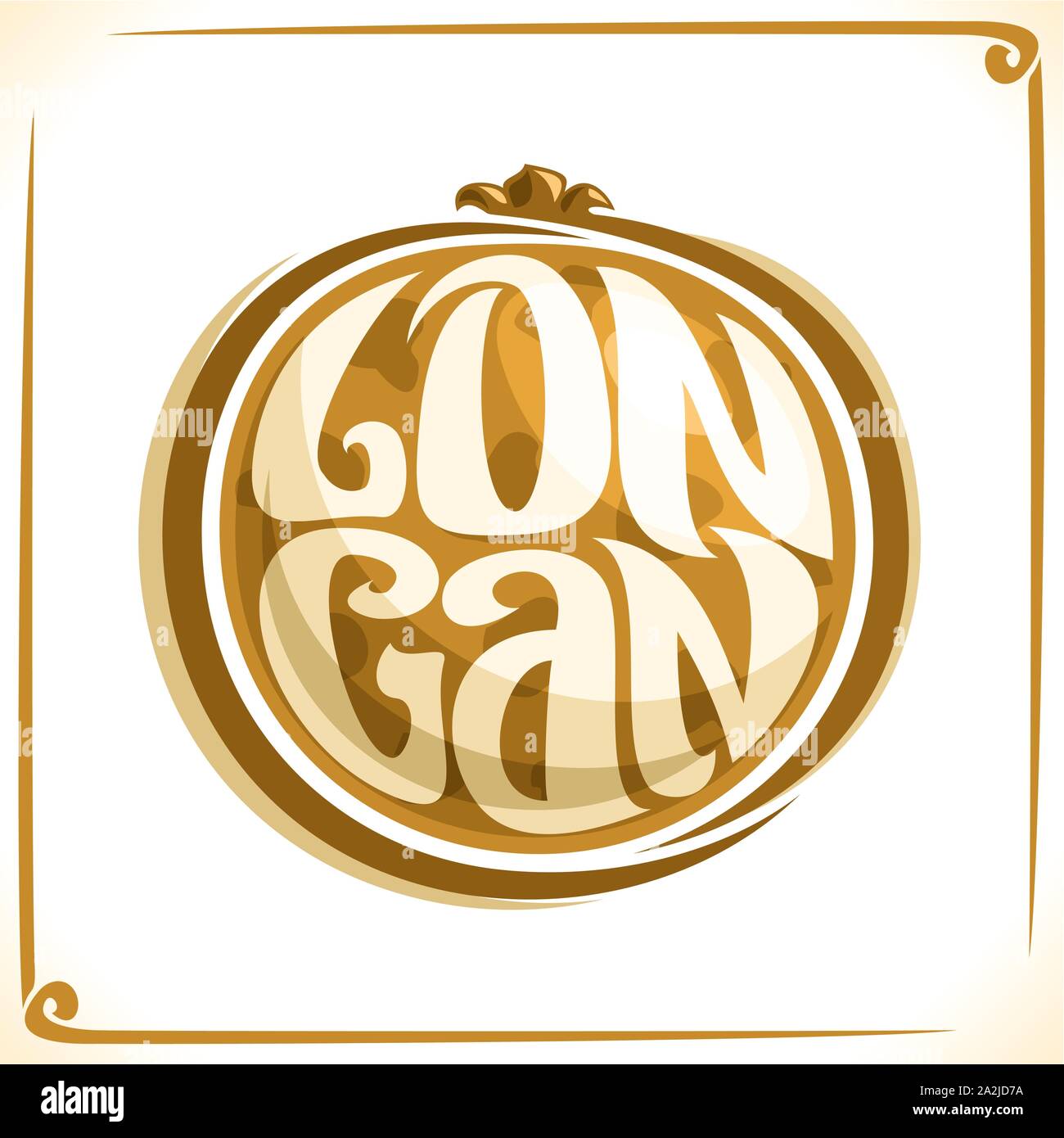 Vector logo for longan, label with one whole fruit for package of fresh ...