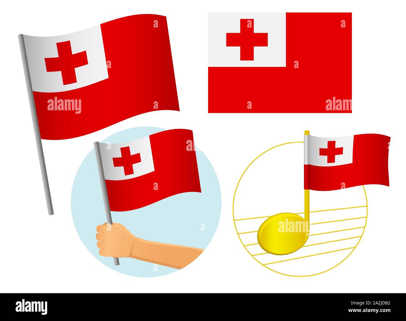 Tonga flag icon set. National flag of Tonga illustration Stock Photo ...