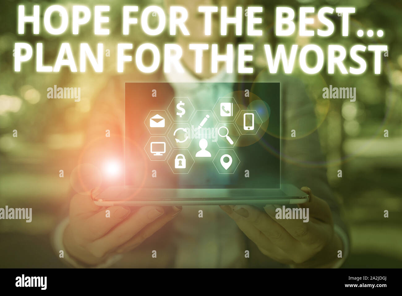 Writing note showing Hope For The Best Plan For The Worst. Business ...