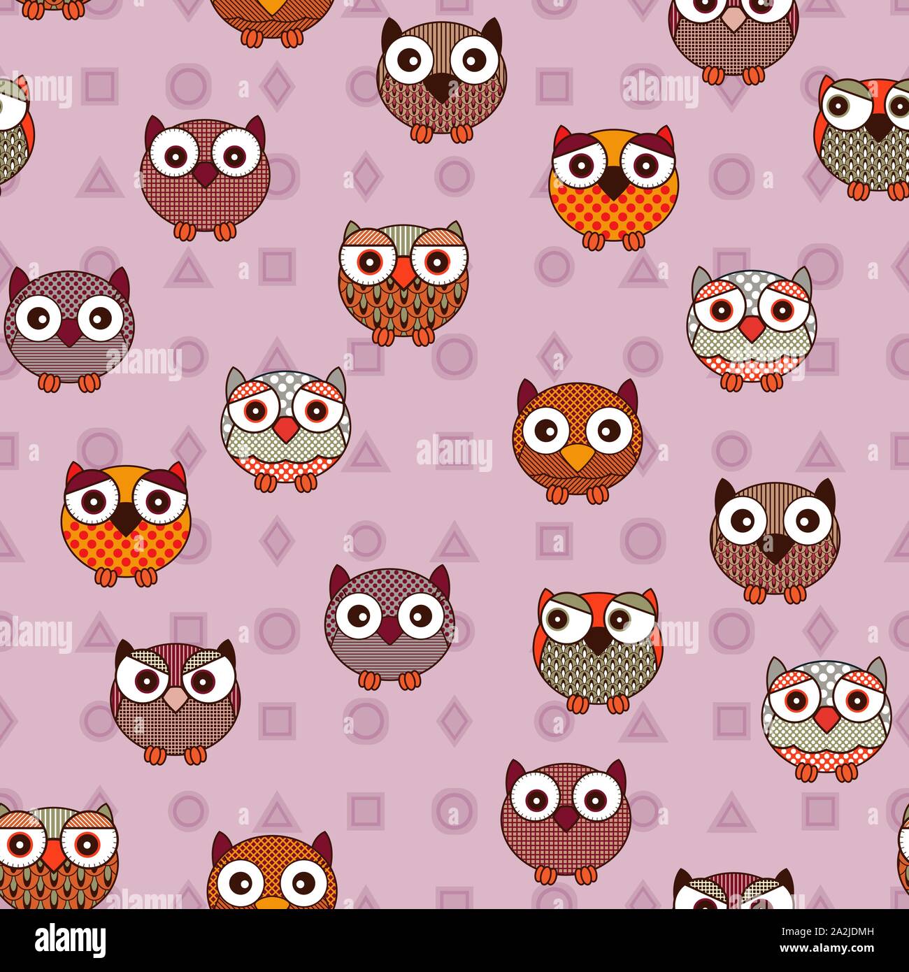 Seamless texture with various cartoon owls for children decoration on ...