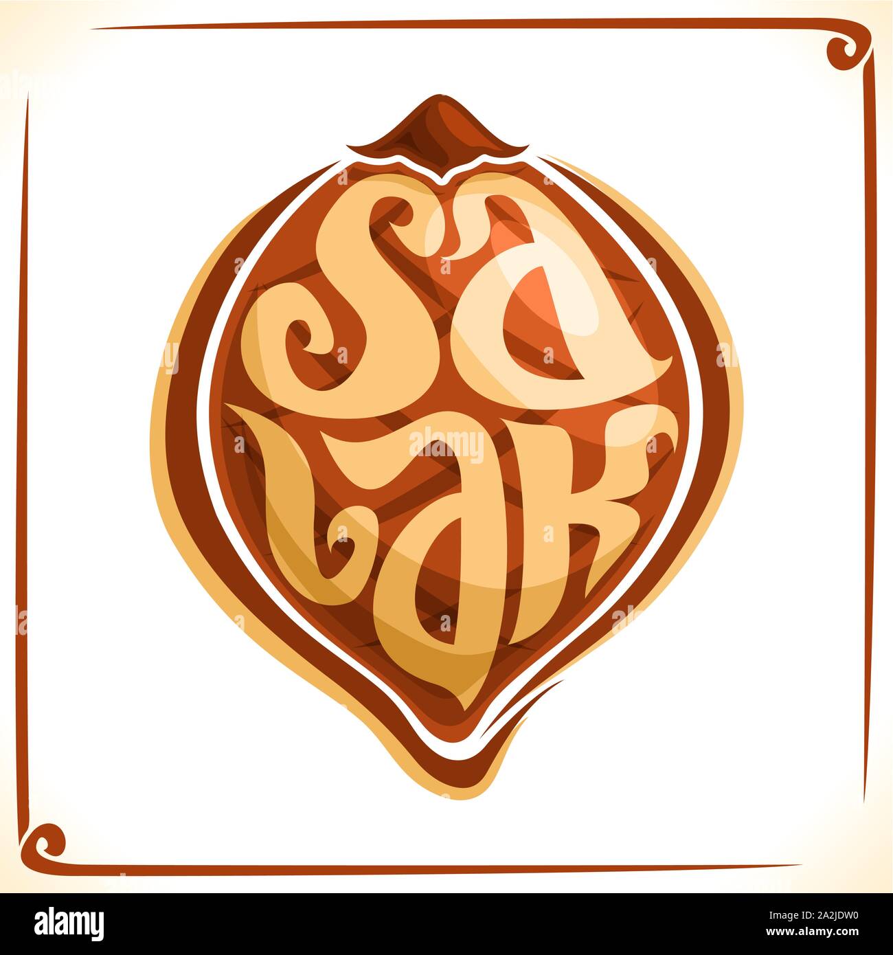Vector logo for Salak, label with one whole snake fruit for package of ...