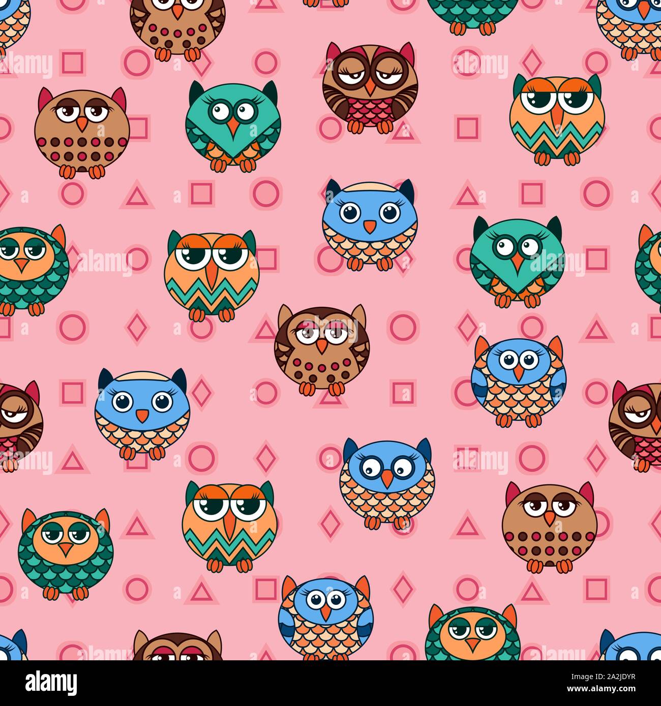 Seamless texture with funny various owls for children decoration on the ...