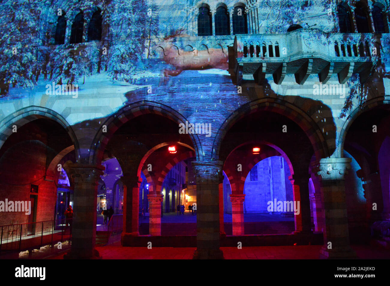 Italy, Como, Christmas lights Stock Photo - Alamy