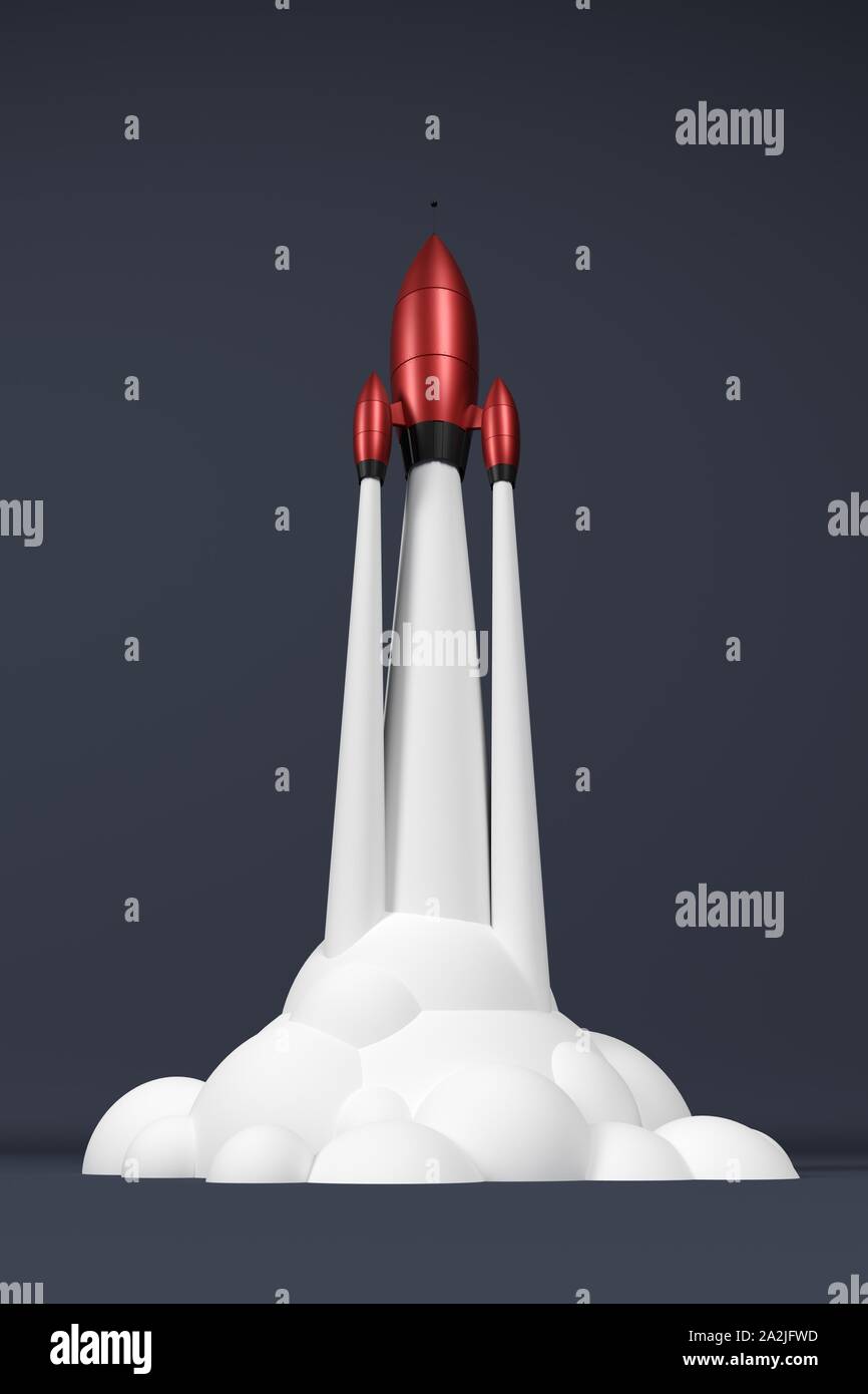 Cartoon rocket 3D rendering Stock Photo - Alamy