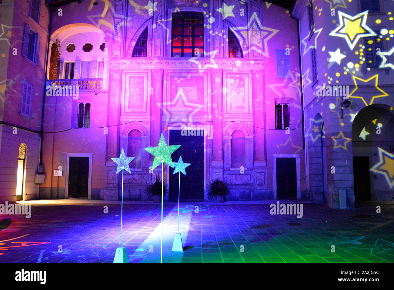 Italy, Como, Christmas lights Stock Photo - Alamy