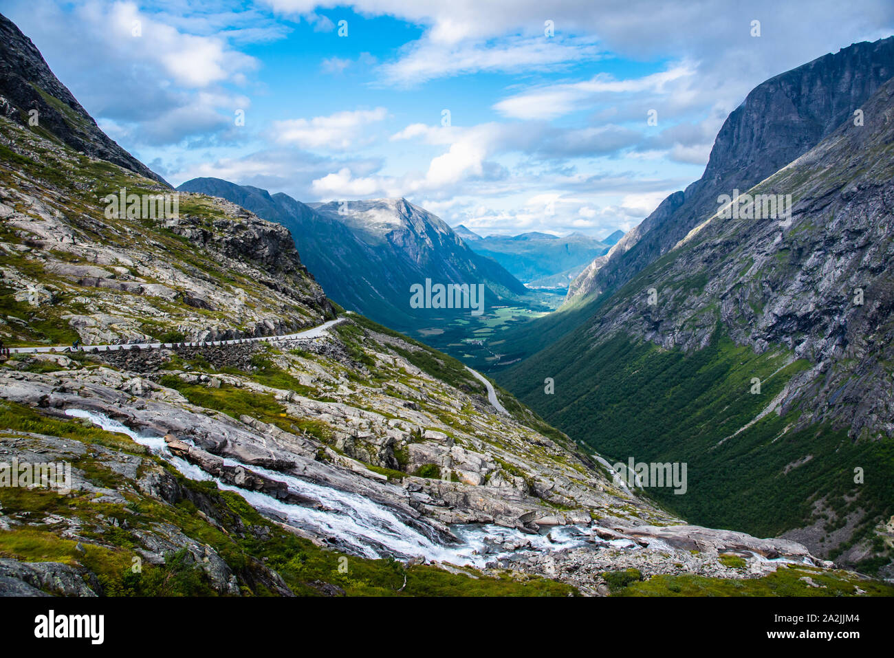 Trollstigen, Andalsnes, Norway. Stigfossen Waterfall Near Famous ...