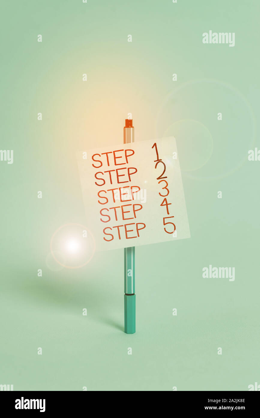 Text sign showing Step 1, 2, 3, 4 and 5. Business photo showcasing ...