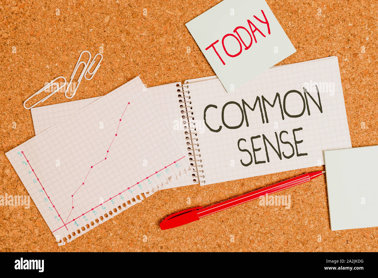 Writing note showing Common Sense. Business concept for having good ...