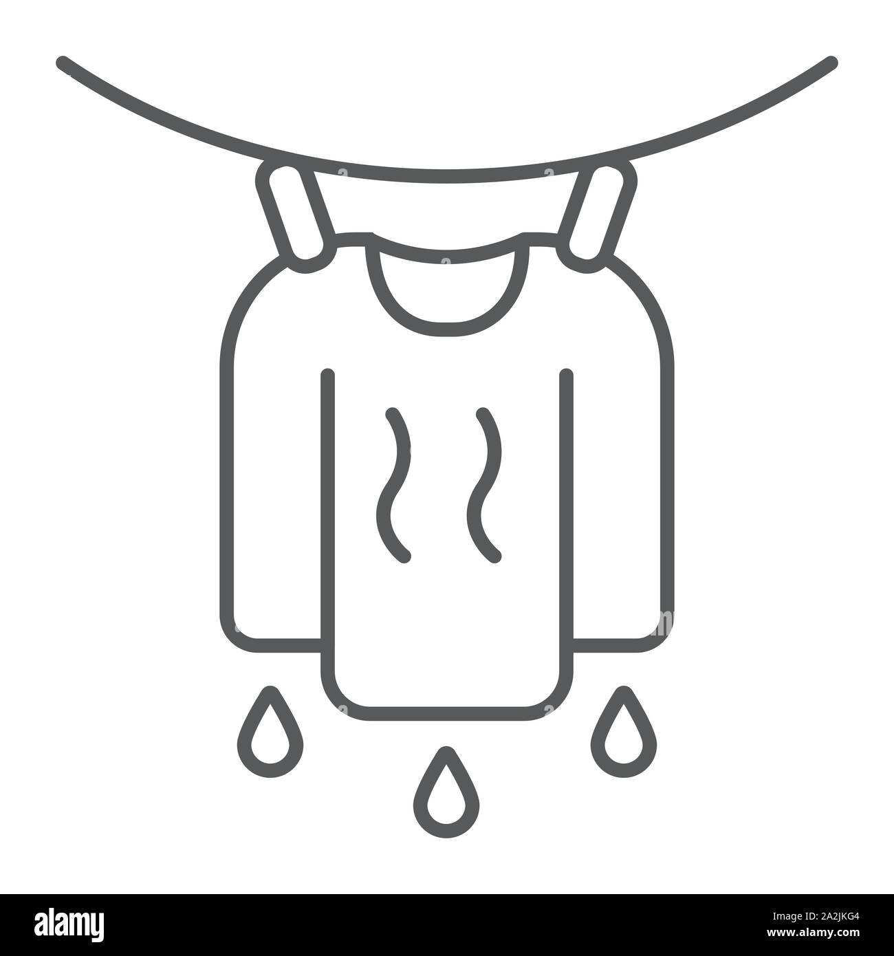 Clothes drying thin line icon, laundry and housekeeping, hanging ...