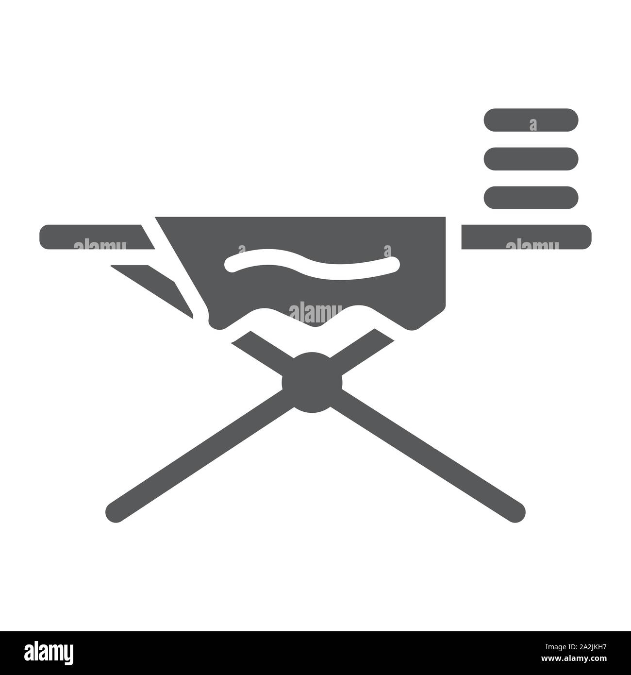 Ironing board glyph icon, laundry and housekeeping, home appliance sign ...