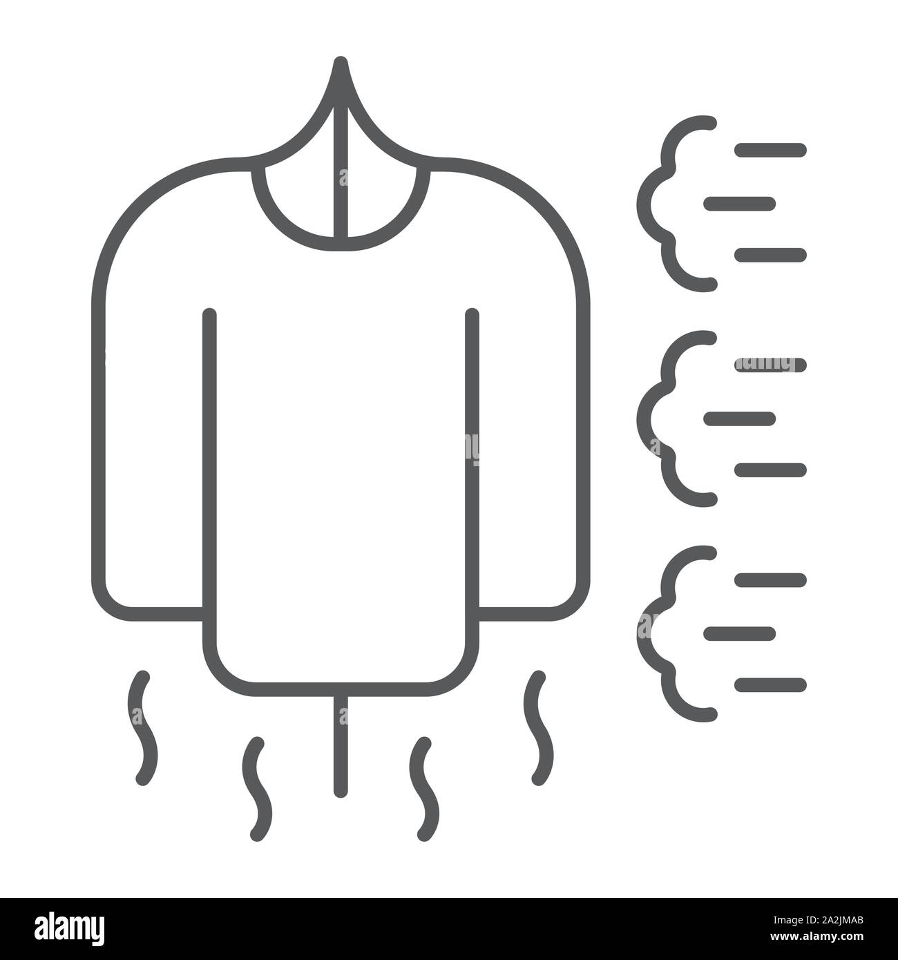 Steam clothes cleaning thin line icon, laundry and clean, clothes ...