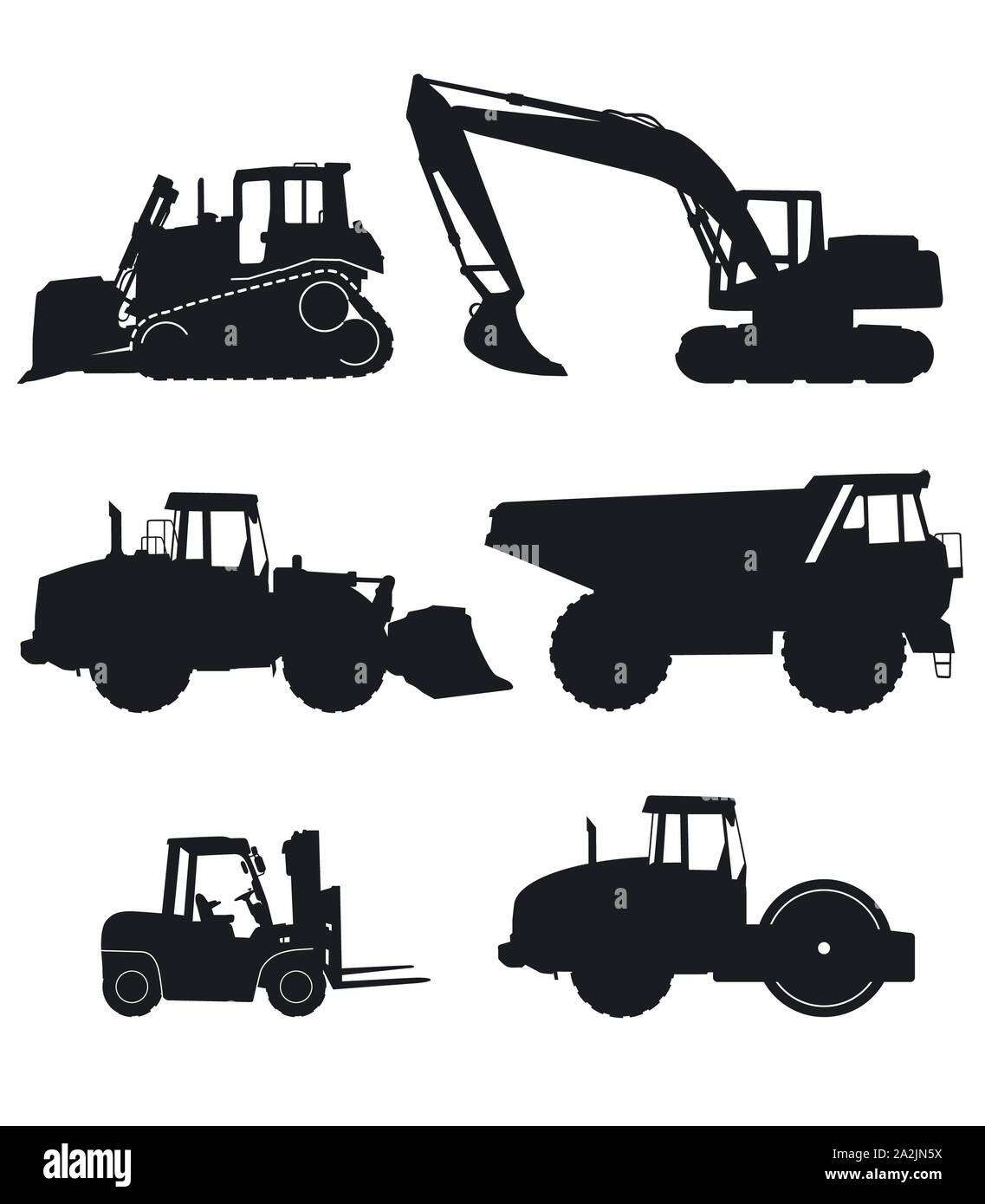 Set of heavy construction machines, earthmoving machines - illustration ...