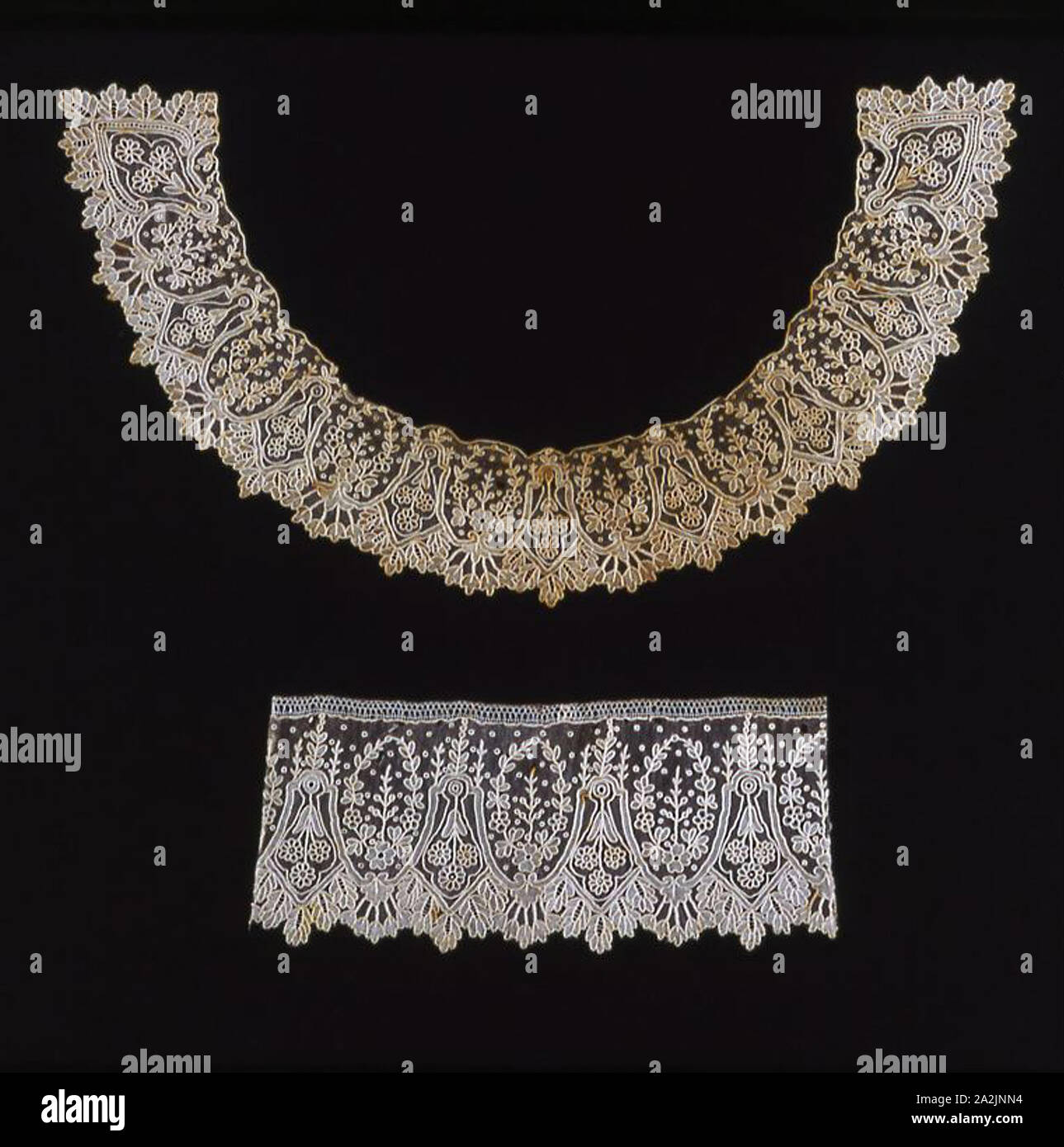 Collar and Cuff, 1875/1900, Belgium, Belgium, Cotton, needle lace of a ...