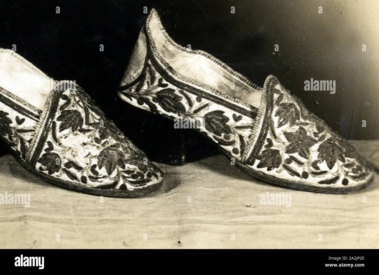 Pair of Shoes, 1870s, France, Leather, silk, satin weave, with ...