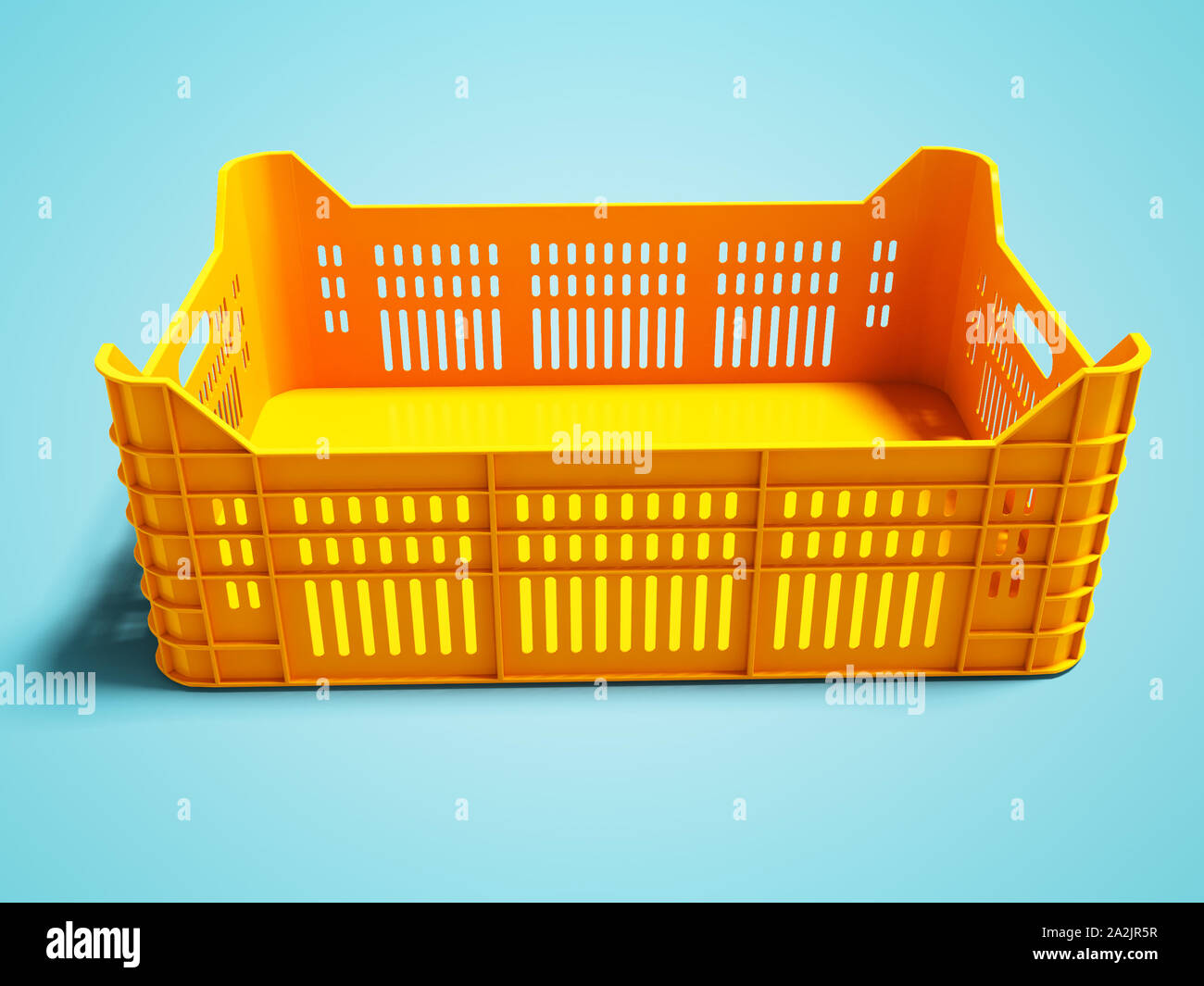 Modern orange fruit box for sale 3d rendering on blue background with ...