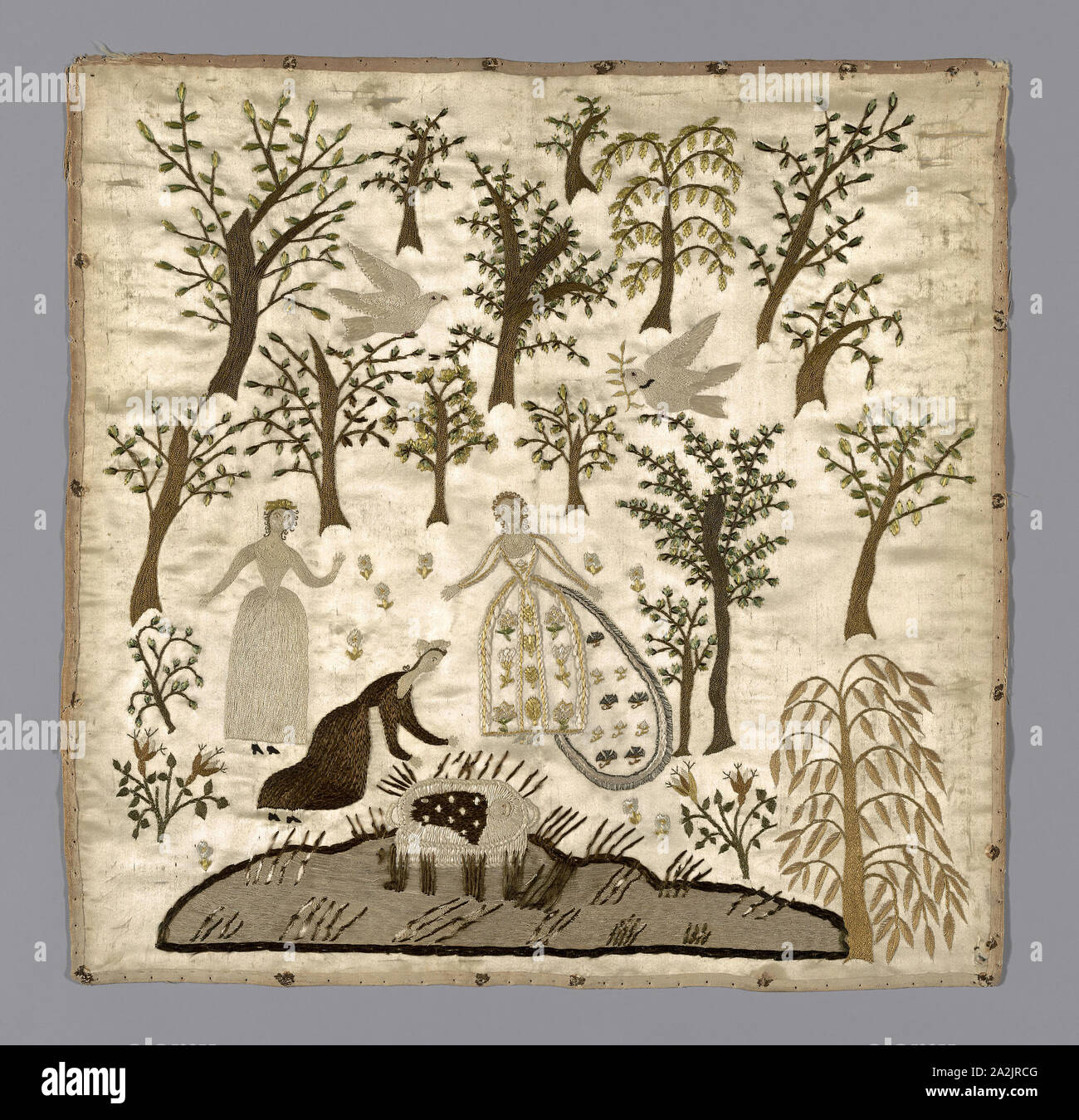 The Finding of Moses (Needlework), 19th century, England, Silk, satin ...