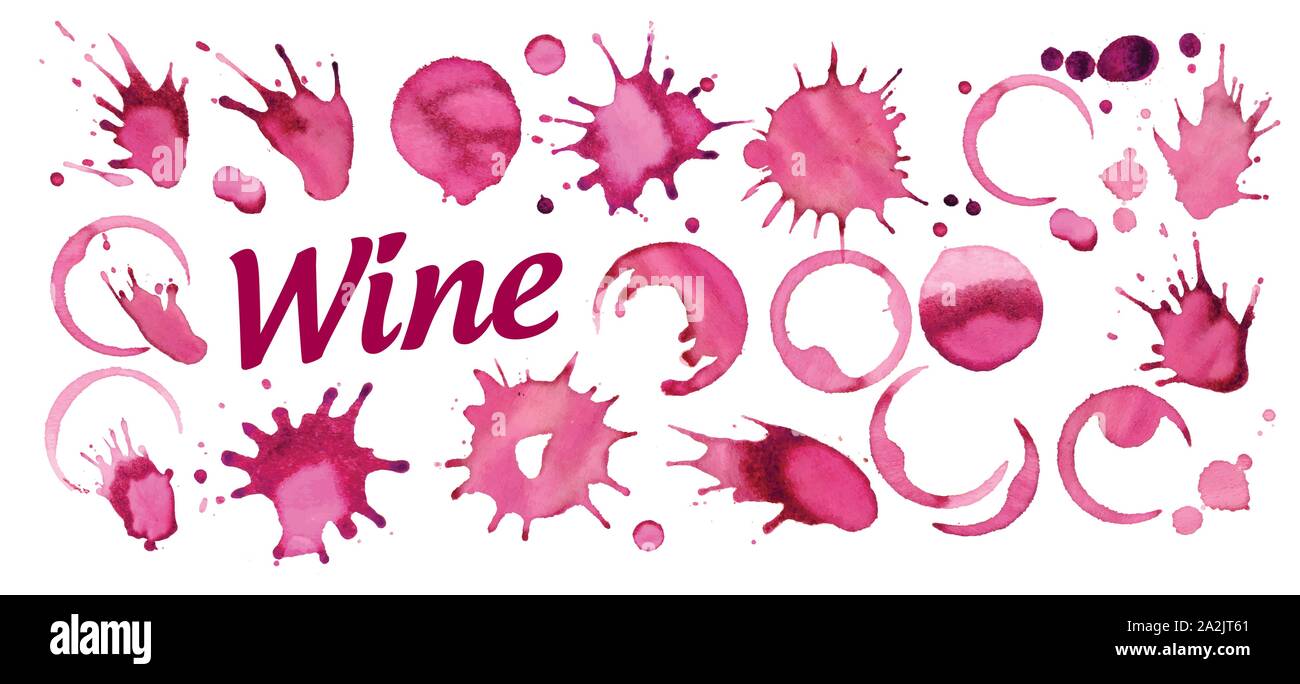 Set of vector splashes of red wine on white background Stock Vector ...