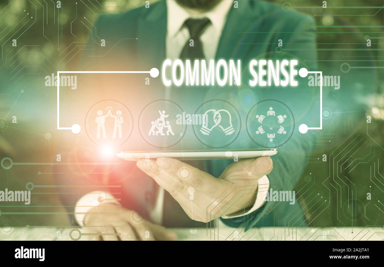 Writing note showing Common Sense. Business concept for having good ...