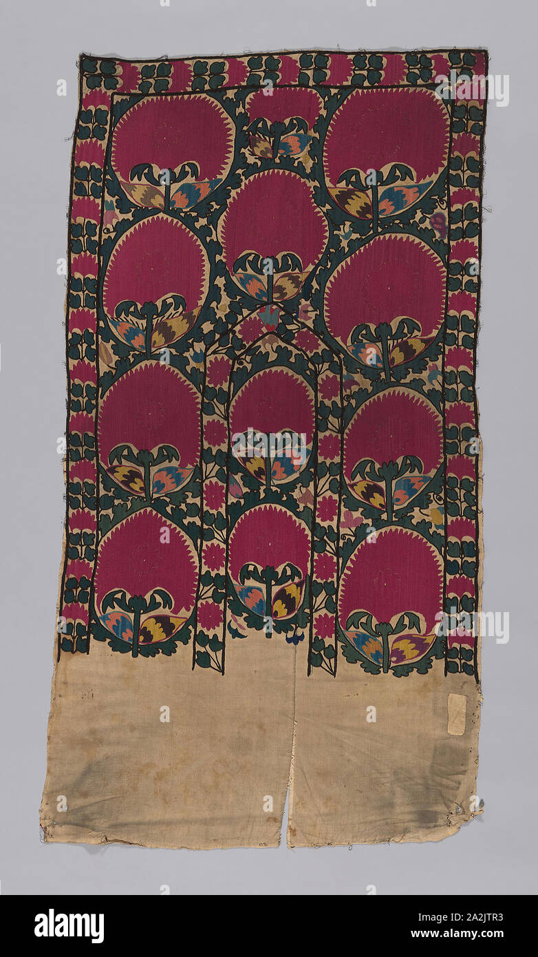 Panel, 19th century, Uzbekistan, Bukhara, Uzbekistan, linen embroidered ...