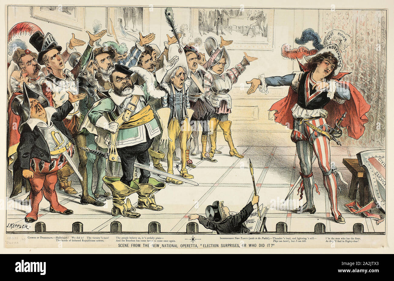 Scene from the New National Operetta, from Puck, 1883, Joseph Keppler ...