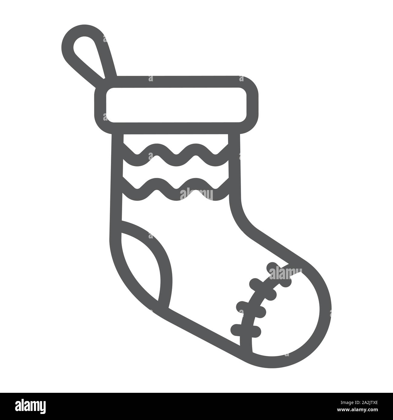 Christmas sock line icon, decor and new year, festive stocking sign ...