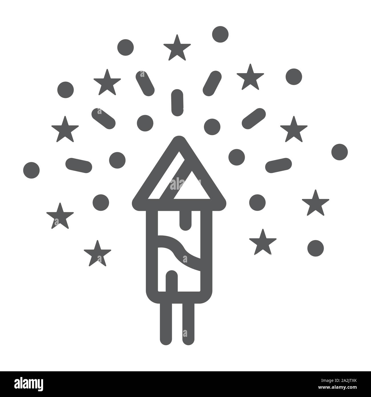 Christmas firework line icon, party and new year, firecracker sign ...