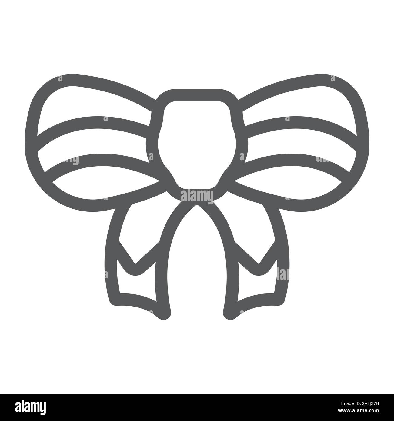 Festive bow line icon, christmas and decor, knot sign, vector graphics ...