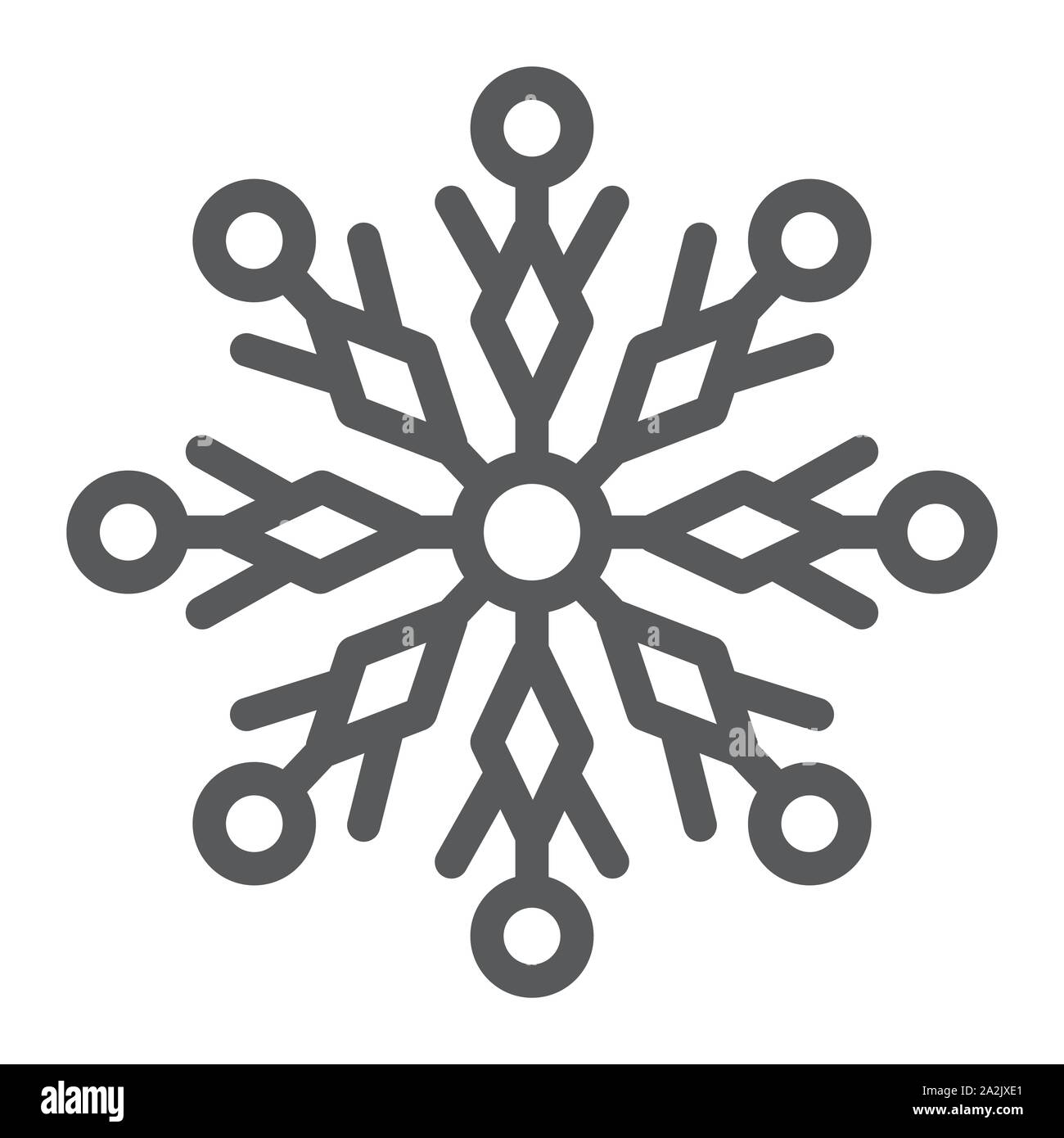 Snowflake line icon, winter and ice, snow sign, vector graphics, a ...