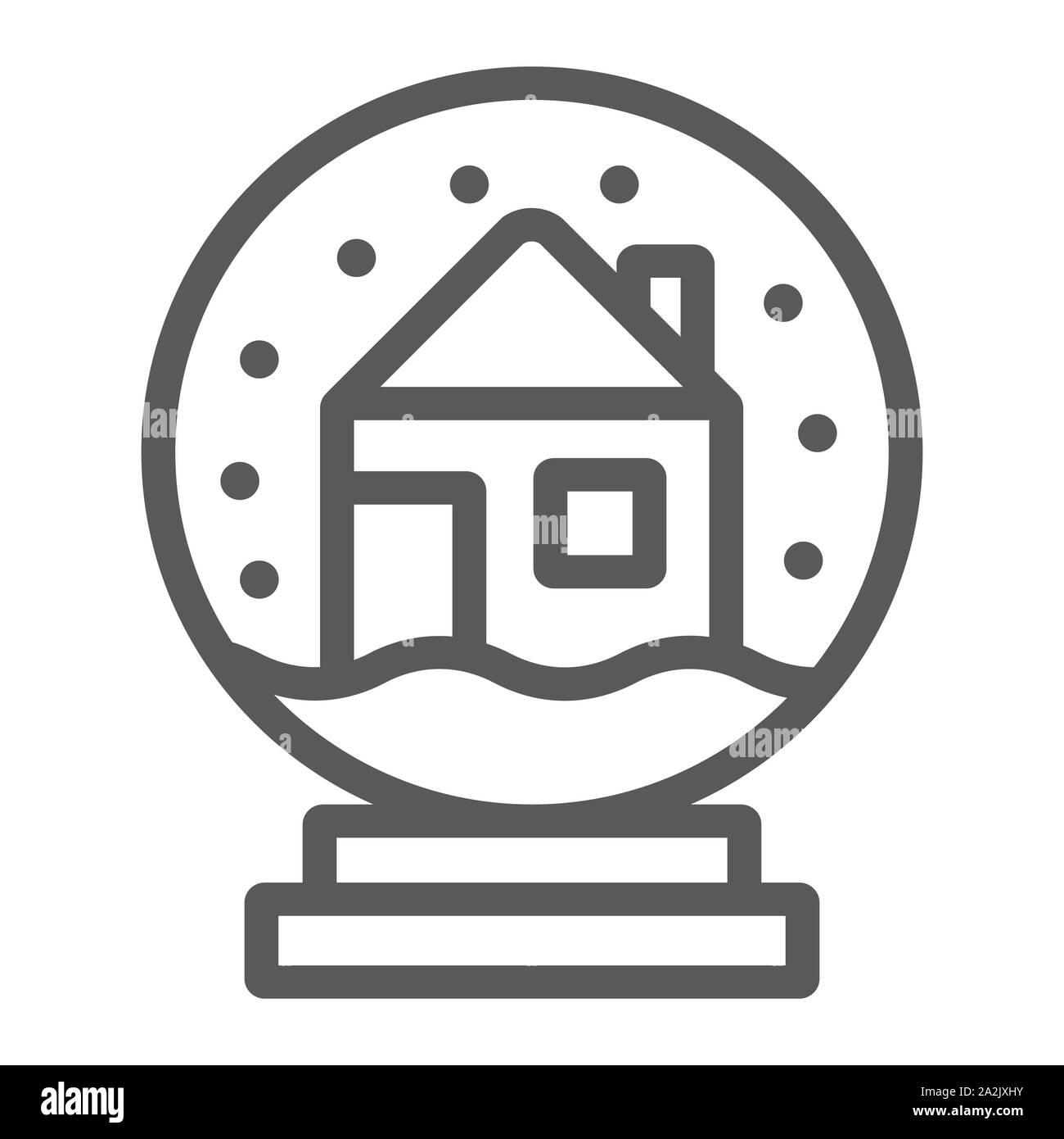 Snow globe line icon, holiday and decor, glass ball sign, vector ...