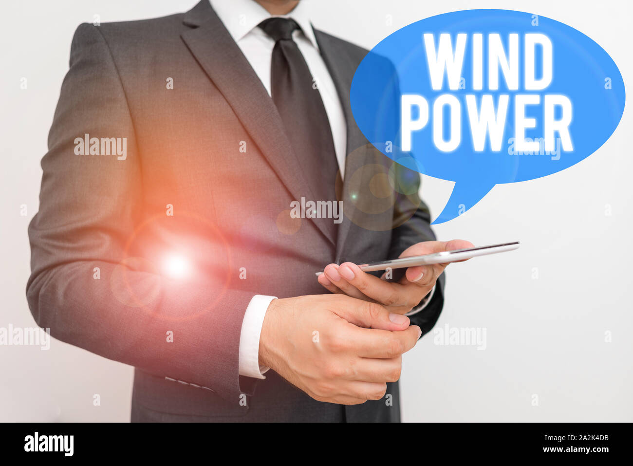 Writing note showing Wind Power. Business concept for use of air flowto provide mechanical power ...