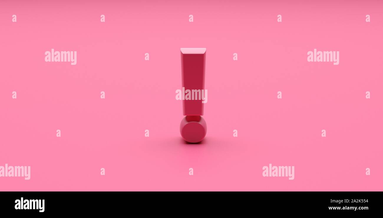 Warning, attention concept. Exclamation mark pink color on pink ...