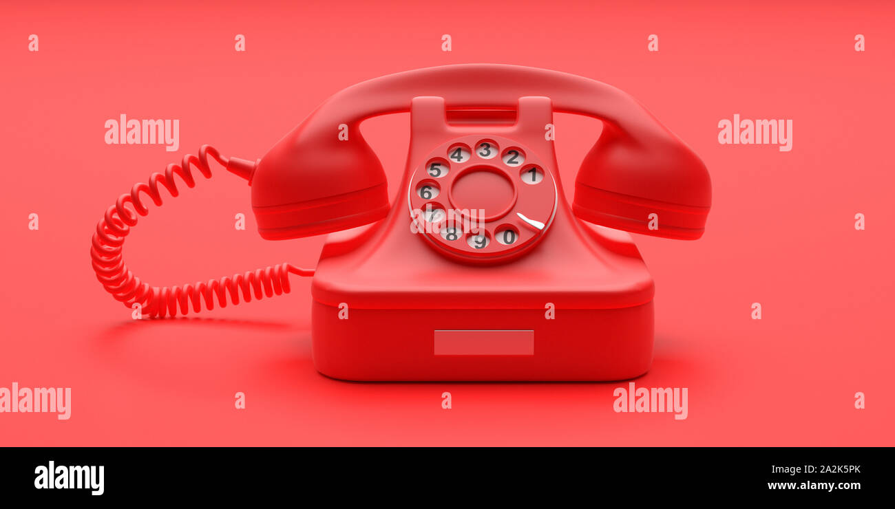 Phone red monochrome concept. Telephone vintage red color on red ...