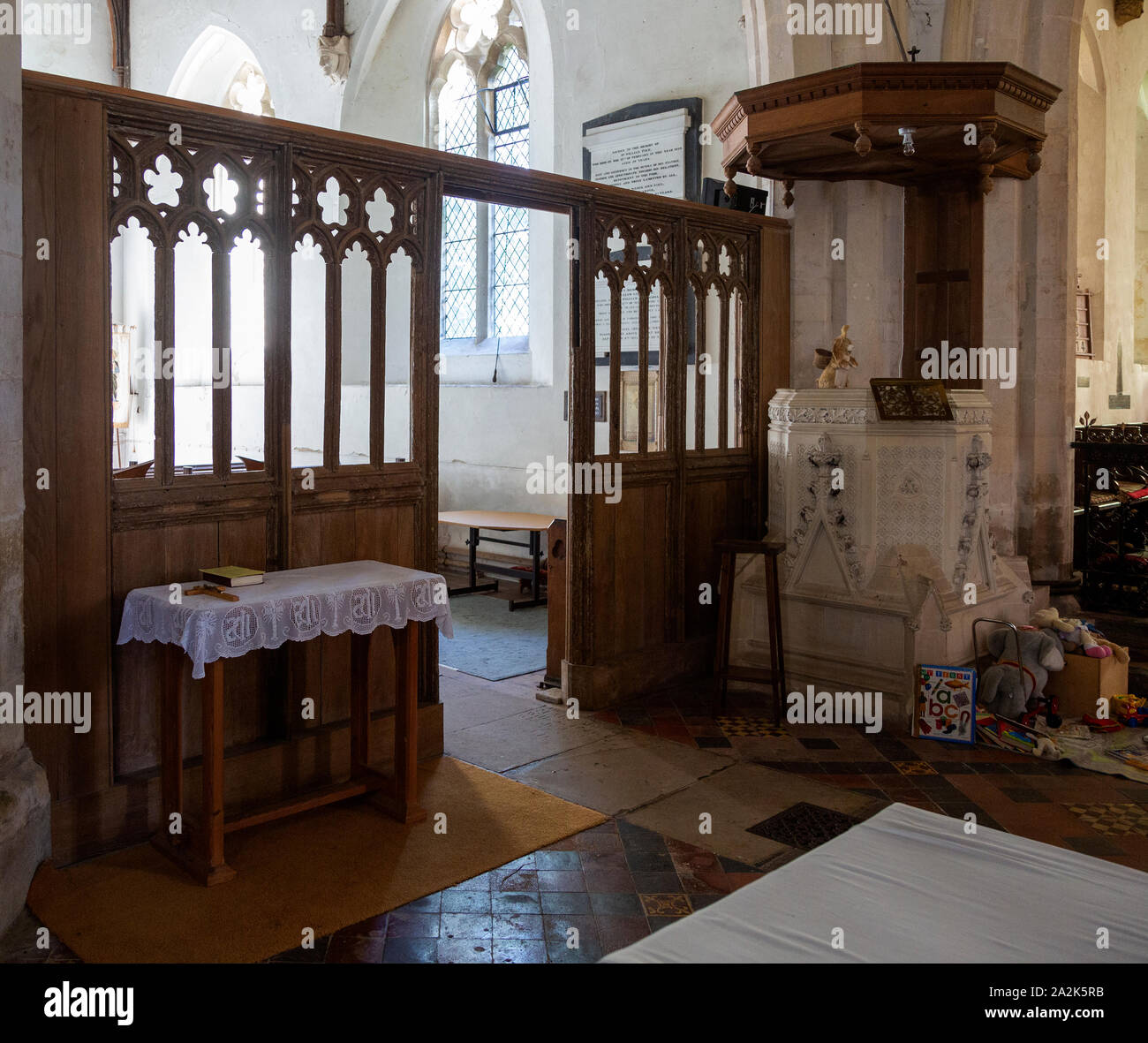 North transept 14th century wooden rood screen, Great Bedwyn church ...