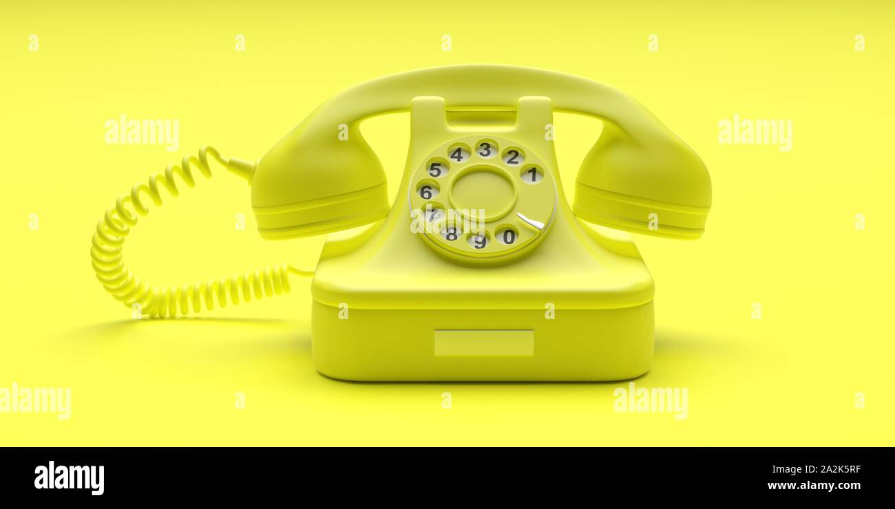 Old fashioned yellow rotary telephone hi-res stock photography and ...