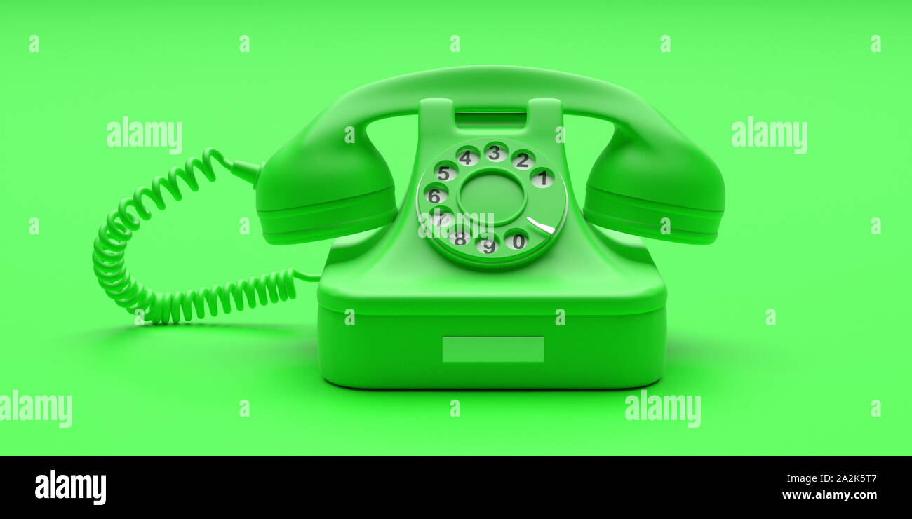 Phone green monochrome concept. Telephone vintage green color on green ...