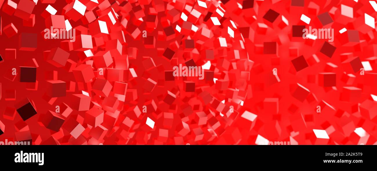 Red balls, cubic elements abstract background, texture, banner. 3d ...