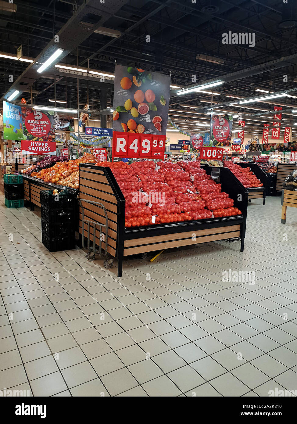 Fruit and vegetable aisle in a Pick n Pay supermarket, South Africa ...