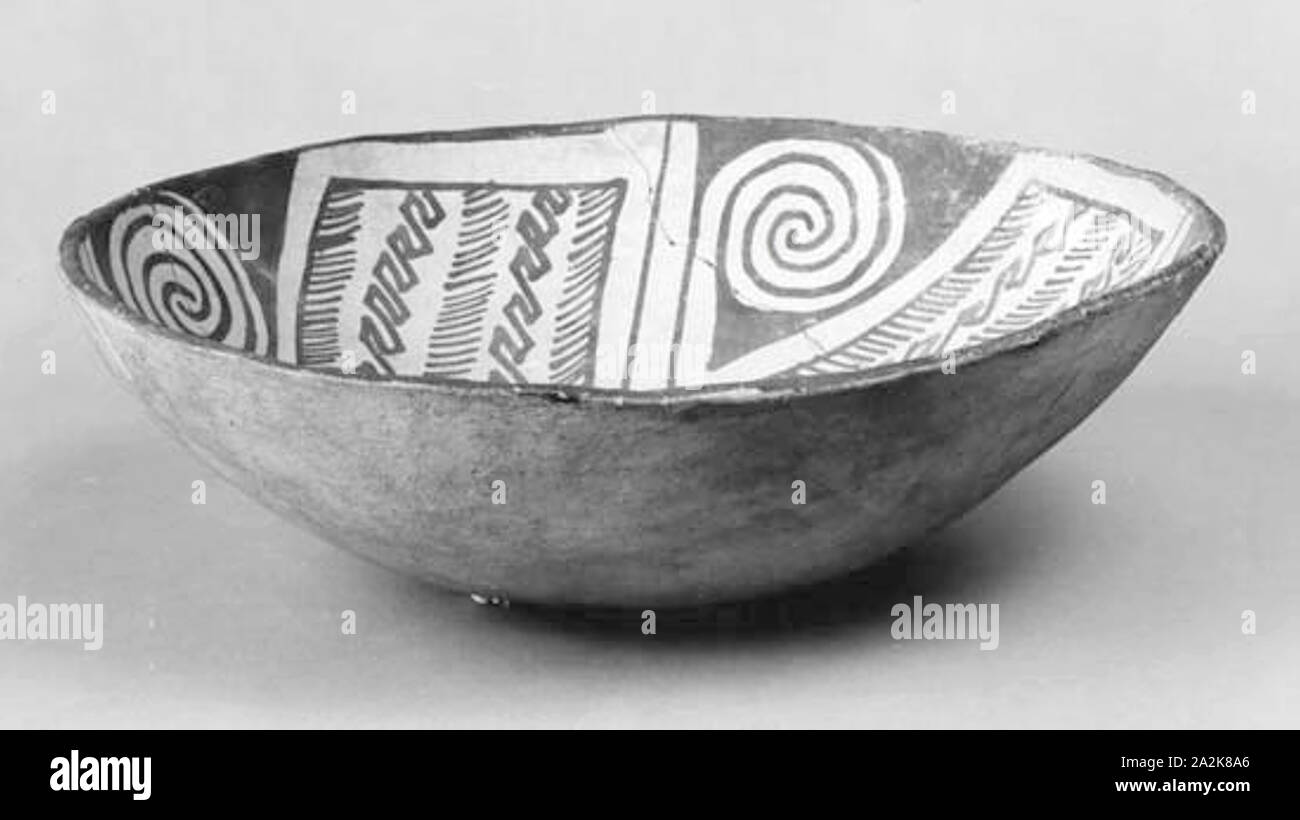 Bowl with Interior Four-Part Design with Hatching, Zigzag, and Spiral Motifs, A.D. 950/1150 ...