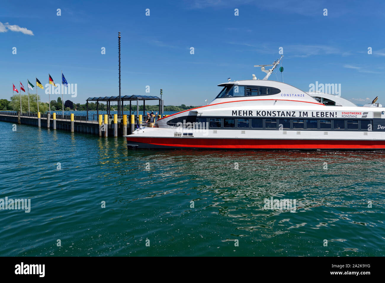 Friedrichshafen on Lake Constance: Catamaran "Constanze" entering the ...