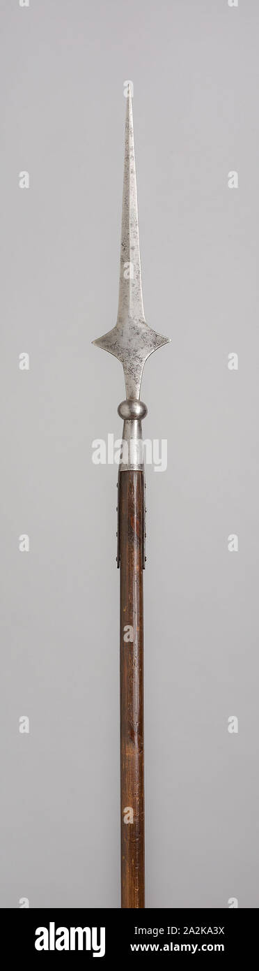 Eared Spear, 1500/1600, German, Germany, Steel and wood (pine), Blade ...