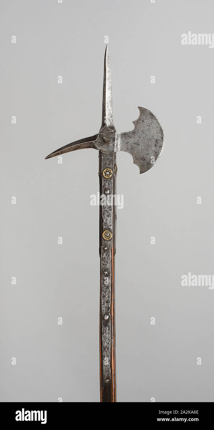 Poleaxe, 1500, Swiss, Switzerland, Steel, brass, and wood (oak), L. 177 ...