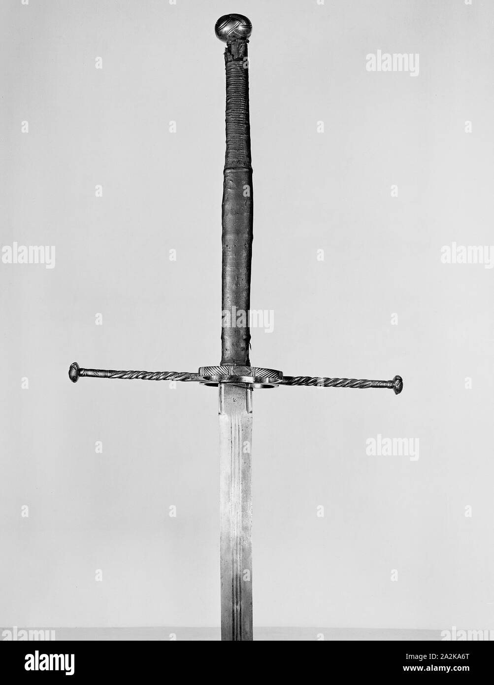 Two-Handed Sword, mid–16th century, German, Germany, Steel, leather ...