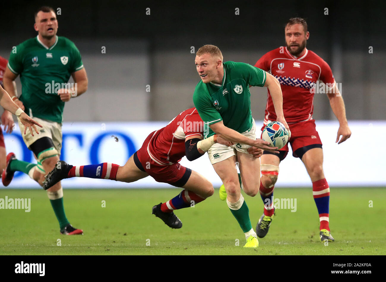 Ireland's Keith Earls (centre) during the 2019 Rugby World Cup Pool A ...