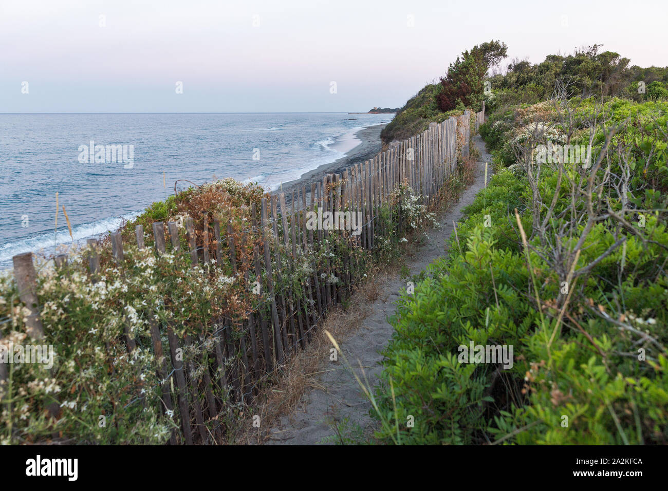 Landscape of Corsica island. Bella Riva beach on the east of island ...