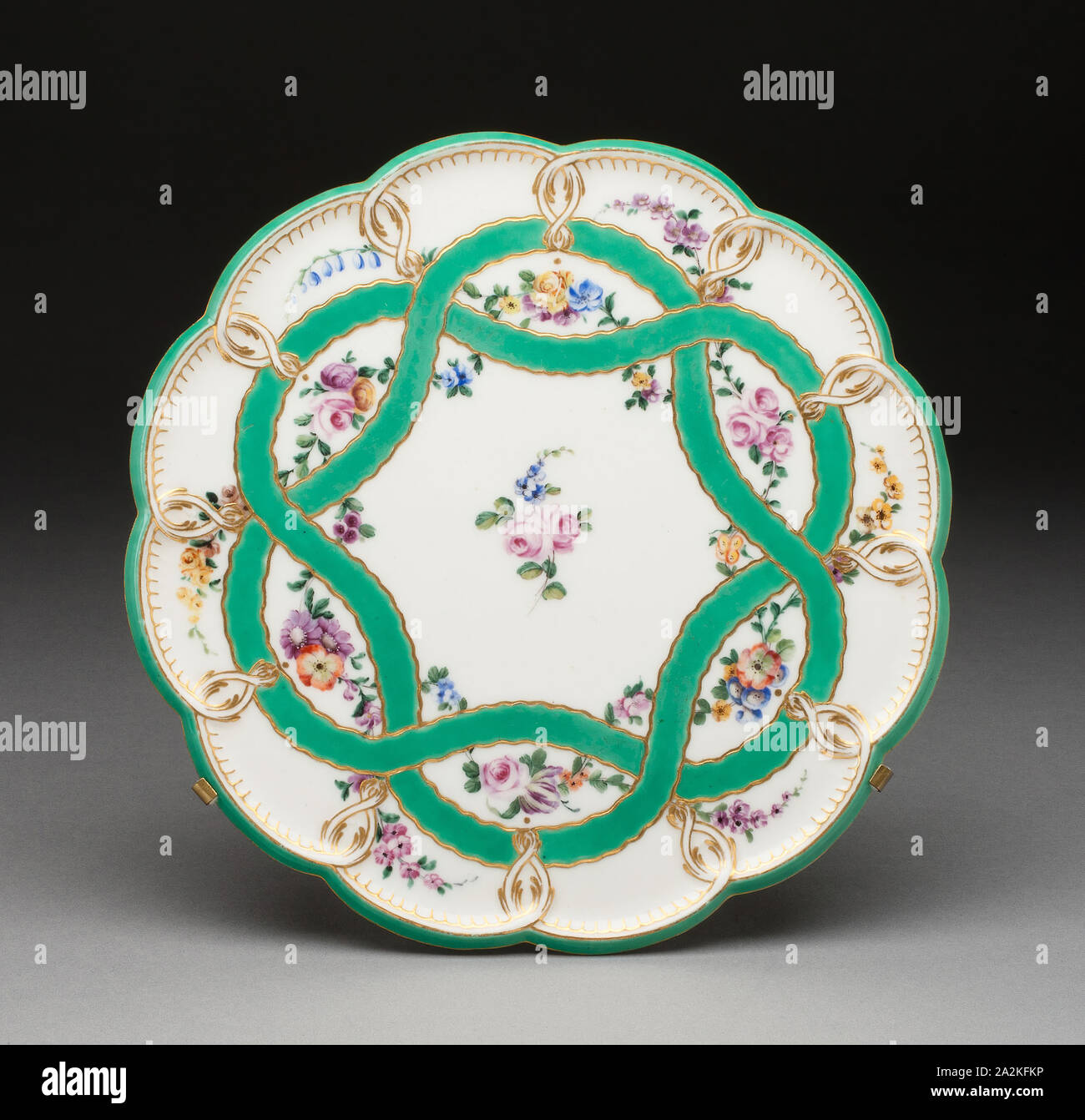 Soft paste porcelain green ground polychrome enamels and gilding hi-res ...